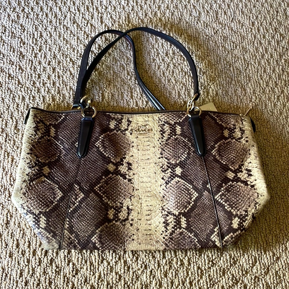 Coach Ava Python Leather Tote - Gem